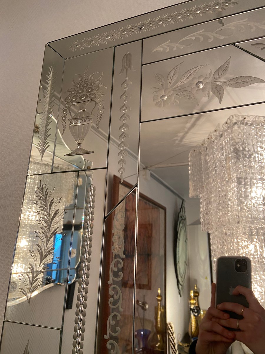 Vintage Engraved Mirror by inconnu for sale at Pamono