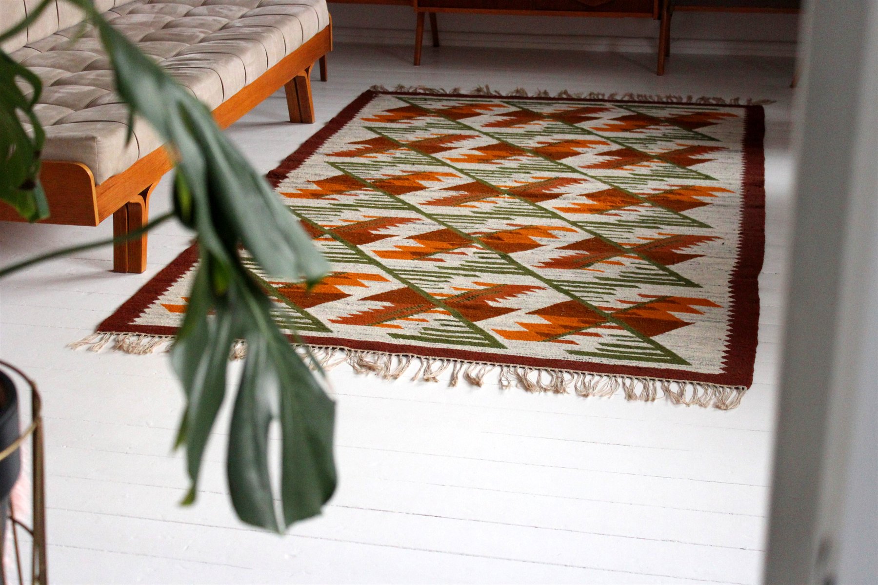 Geometrischer Mid-Century Teppich aus Wolle von Cepelia, 1960er bei ...