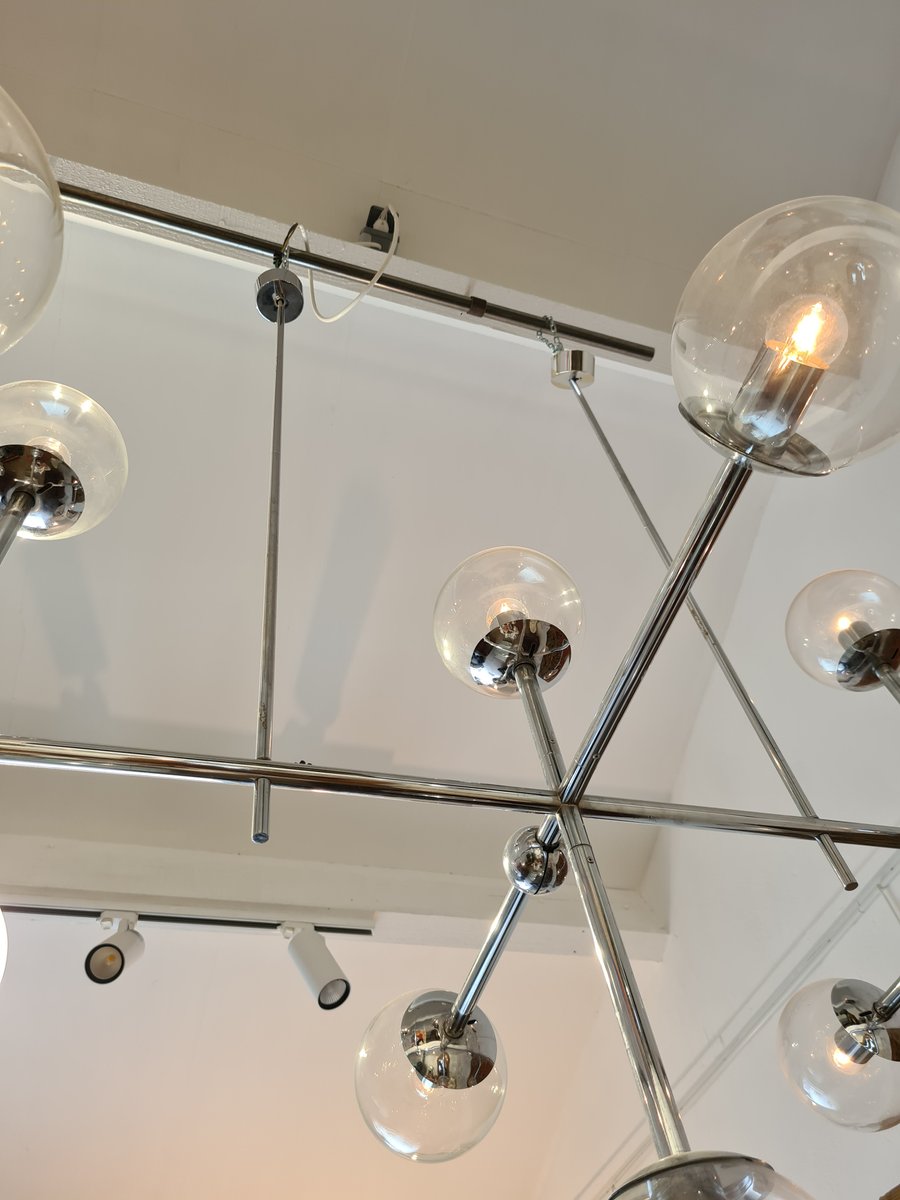 Large Chrome Ceiling Lamp from Kinkeldey, 1970s for sale at Pamono