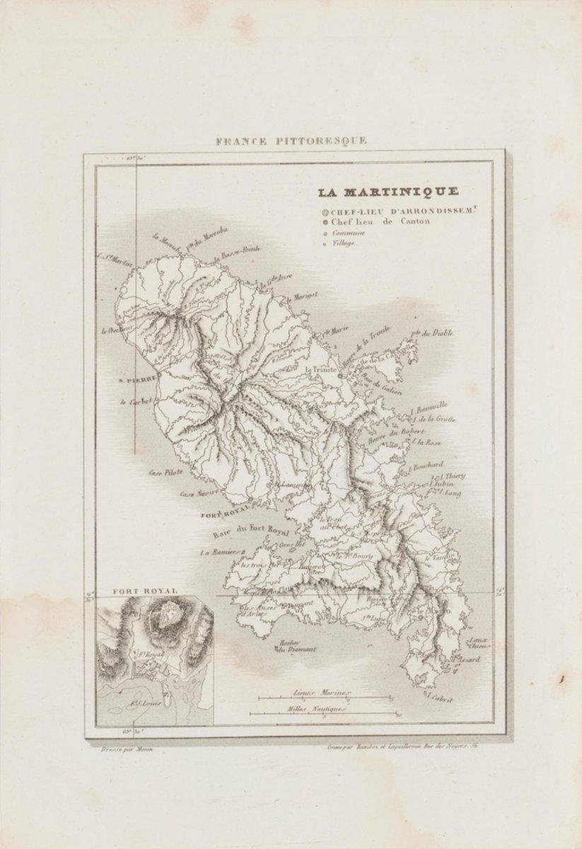 Map of Martinique - Etching - 19th-Century for sale at Pamono Map of Martinique - Etching - 19th-Century for sale at Pamono