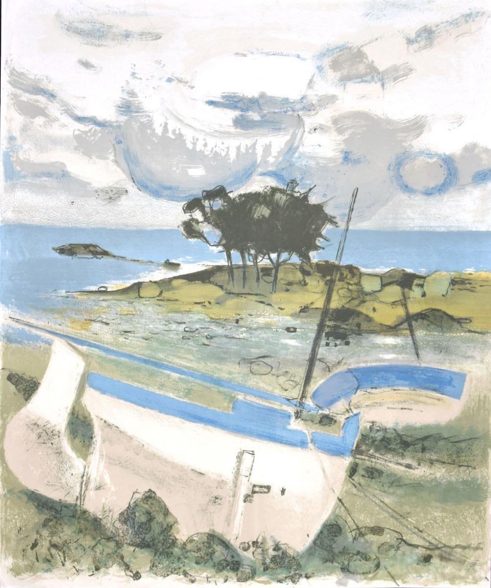 Michel Rodde, Landscape, Lithograph, 1960s for sale at Pamono