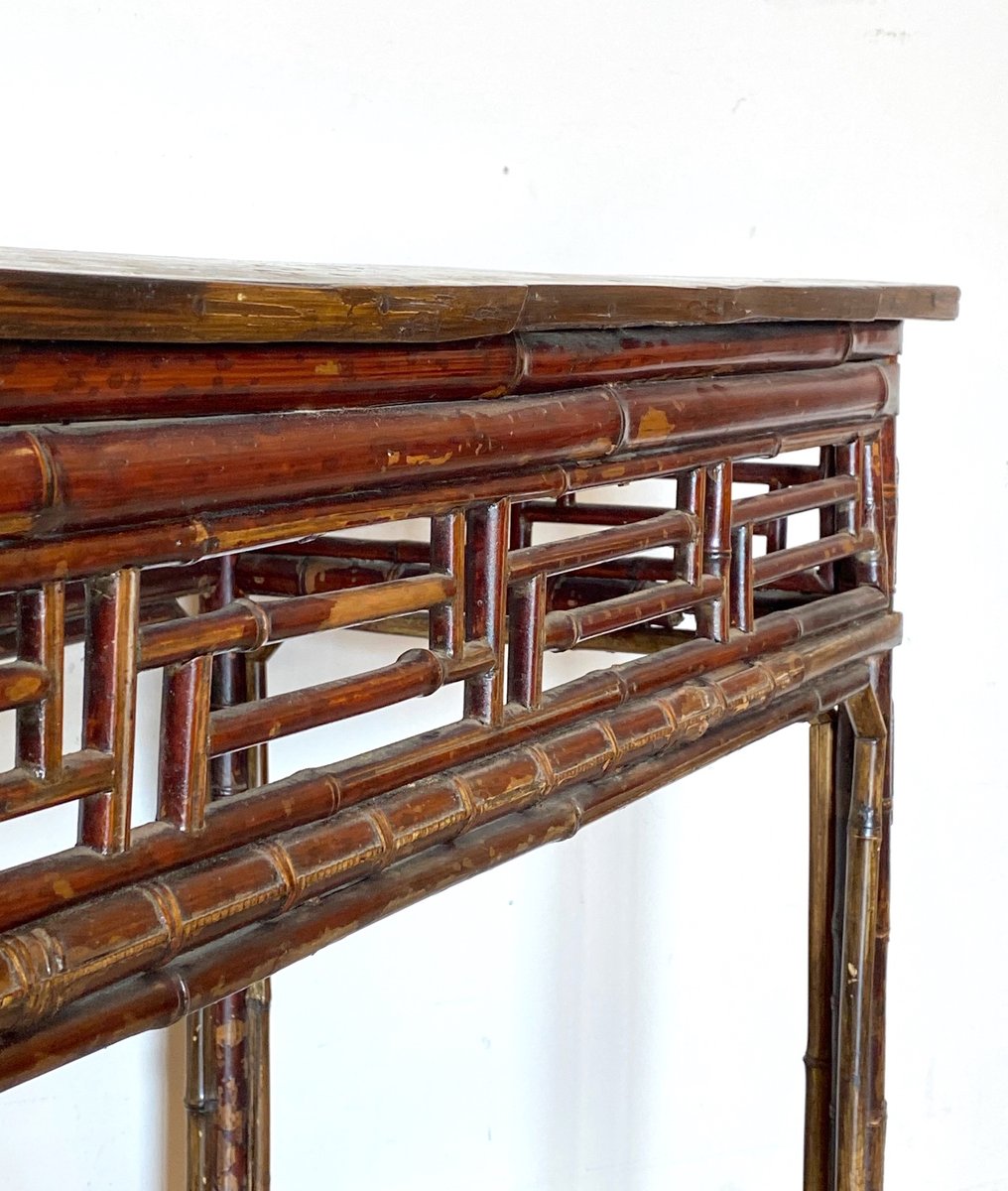 Antique Chinese Bamboo Console Table, 1800s for sale at Pamono