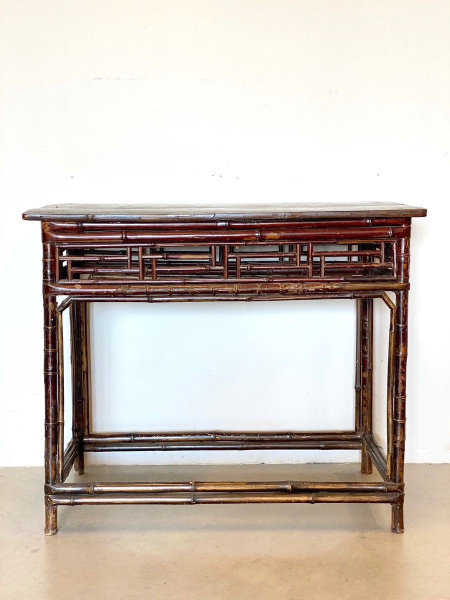Antique Chinese Bamboo Console Table, 1800s for sale at Pamono