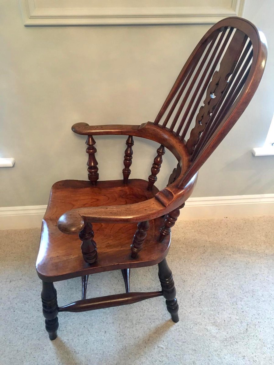 Large Victorian Antique Hoop Back Broad Arm Chair for sale at Pamono