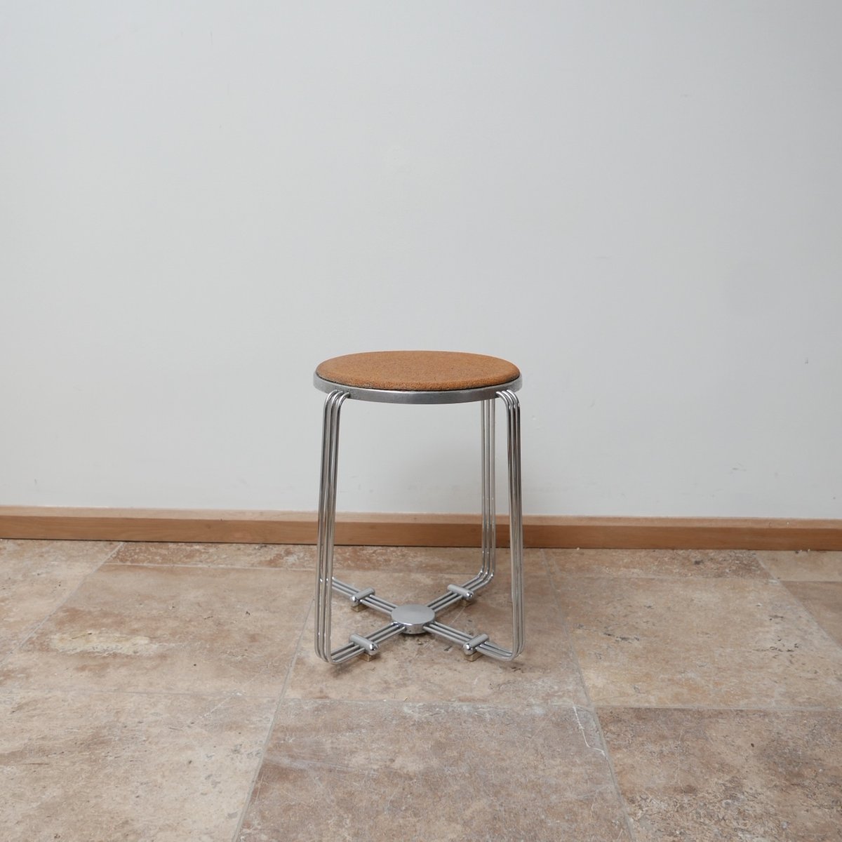 Vintage Chrome & Cork Stool from Alpax for sale at Pamono