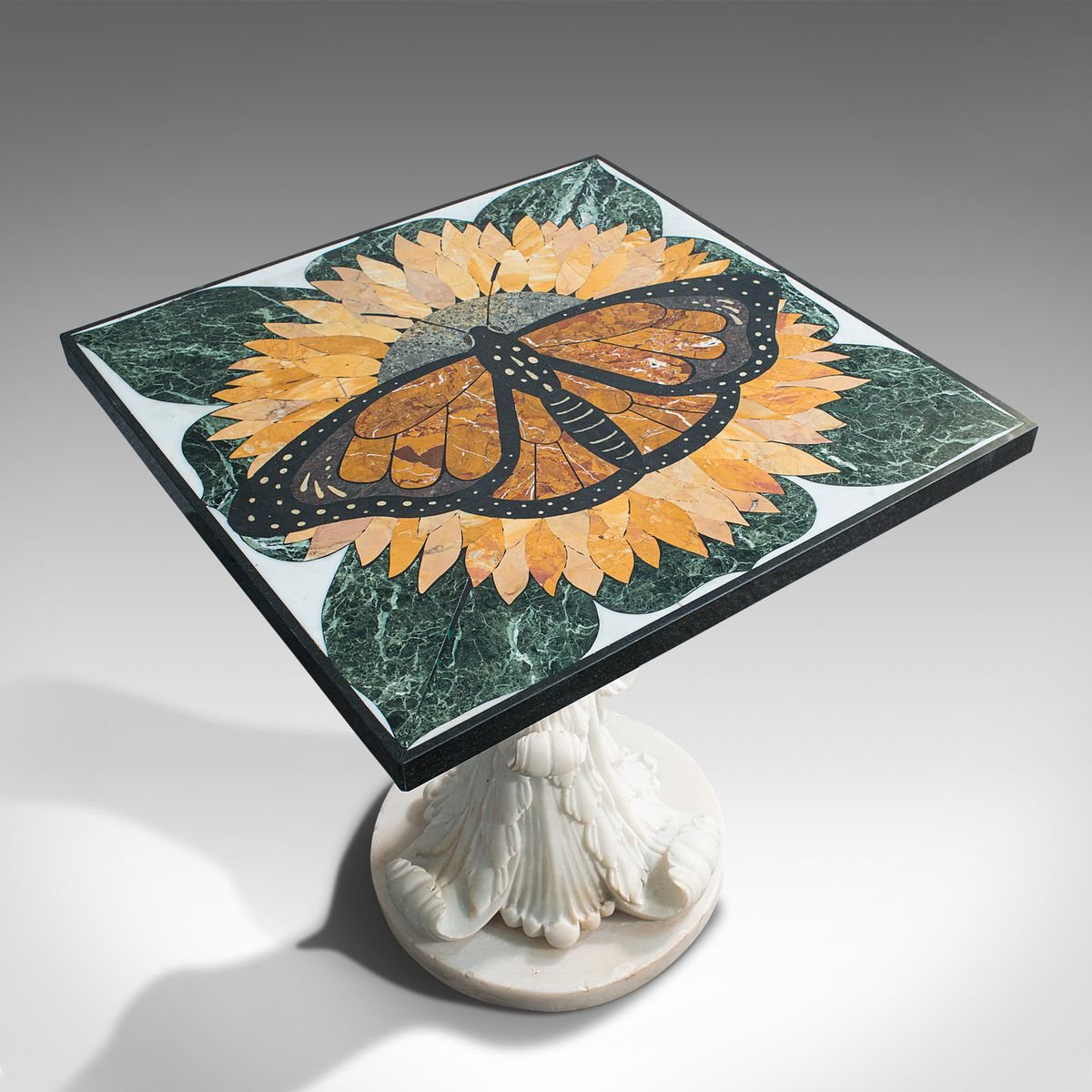 Vintage English Marble Monarch Butterfly Table by Pietra Dura, 2000s ...