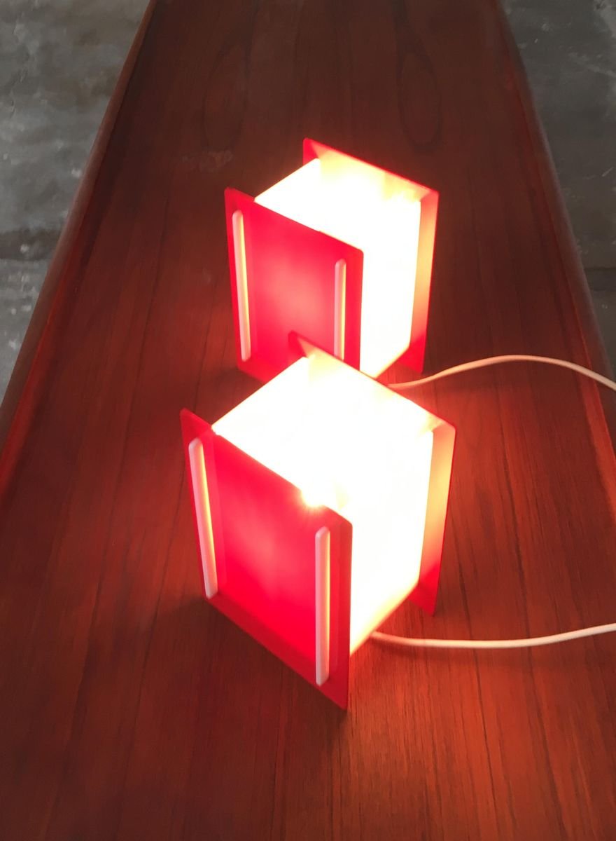 Mid-Century Acrylic Table Lamps, Set of 2 for sale at Pamono