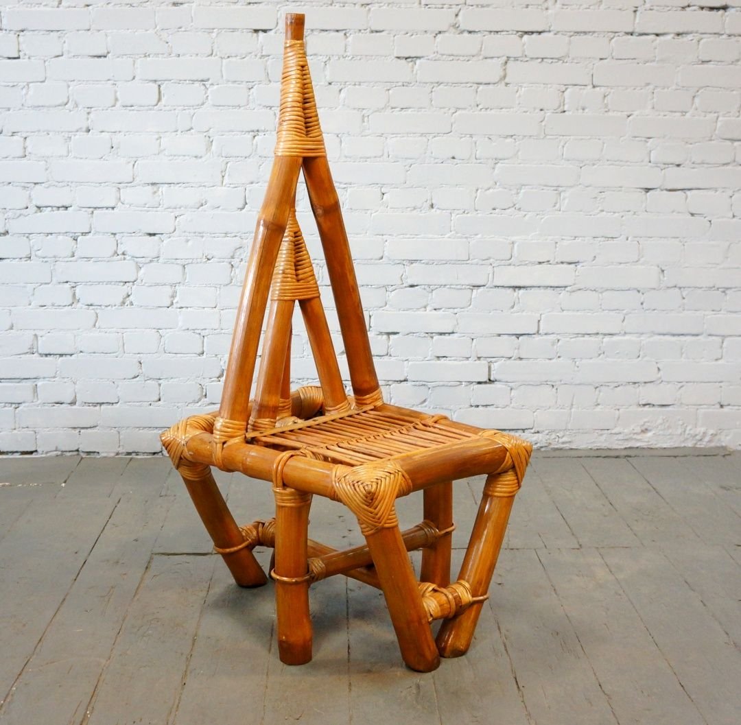 Mid-Century Triangle Bamboo Chair, 1950s for sale at Pamono