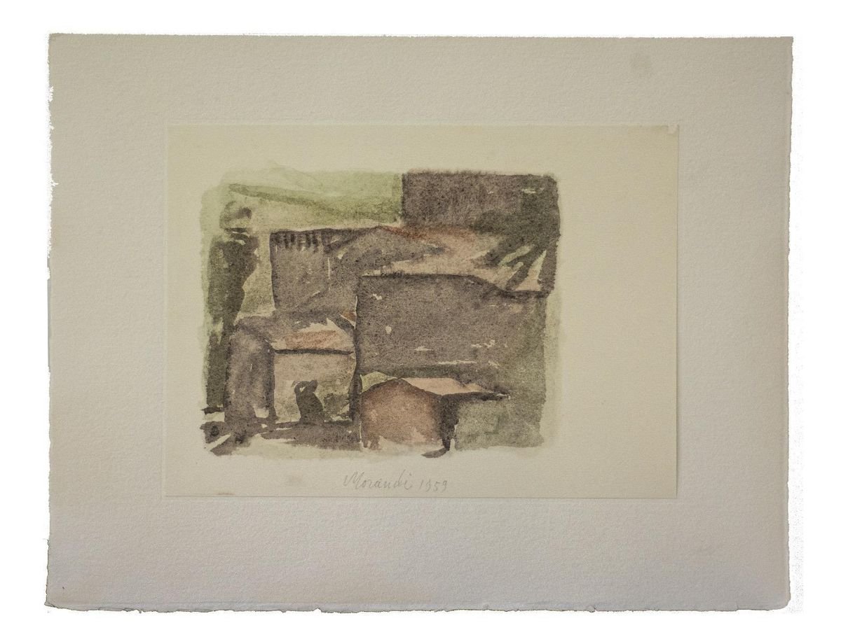 Rural Landscape, Vintage Offset Print After Giorgio Morandi, 1973 for ...