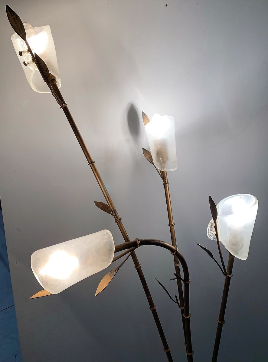 Golden Wrought Iron Cane Lamp for sale at Pamono