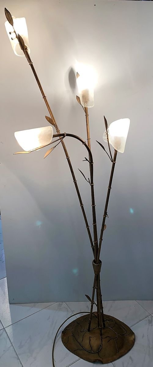 Golden Wrought Iron Cane Lamp for sale at Pamono