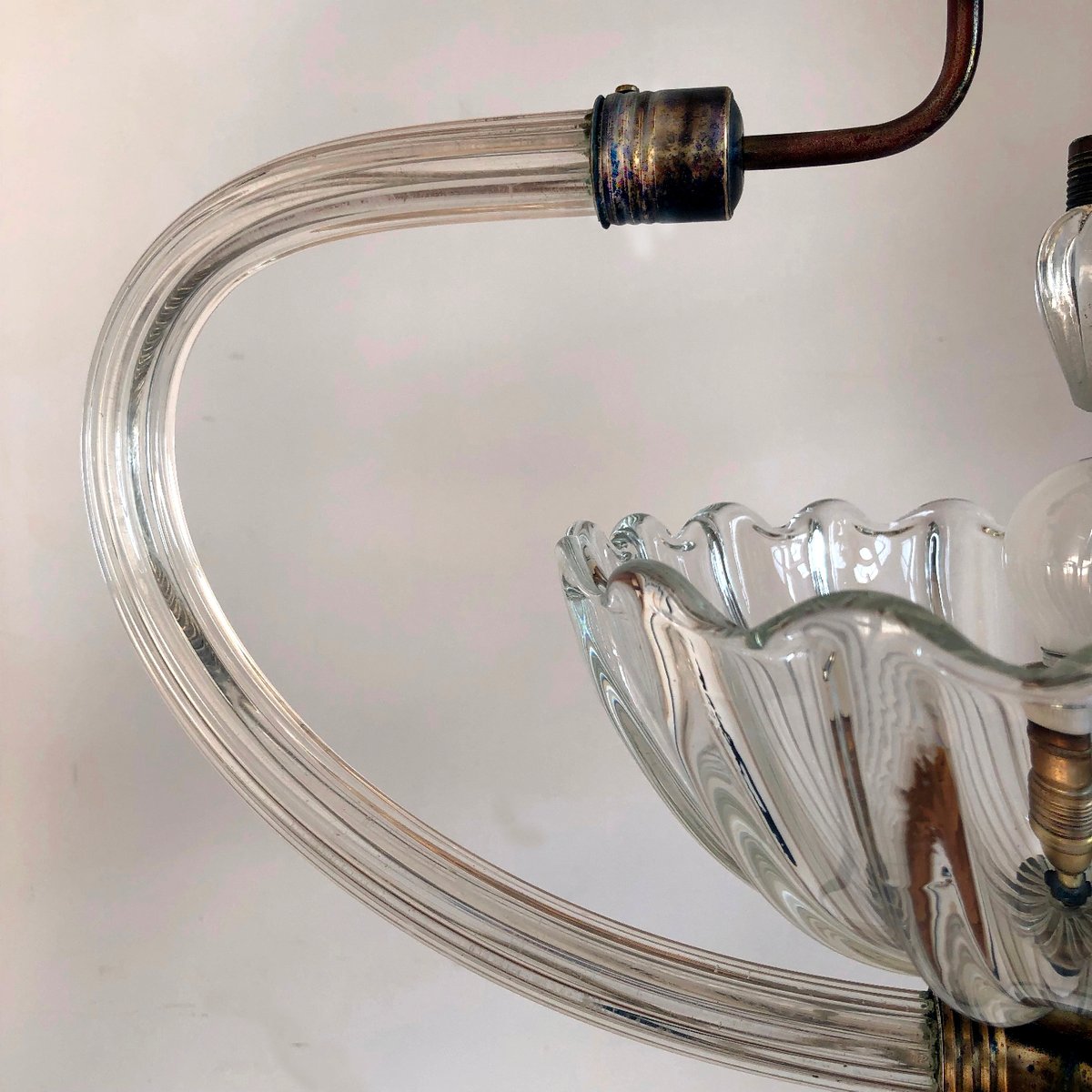 Italienische Art Deco Murano Glas Deckenlampe von Ercole Barovier für Barovier & Toso, 1940er ...