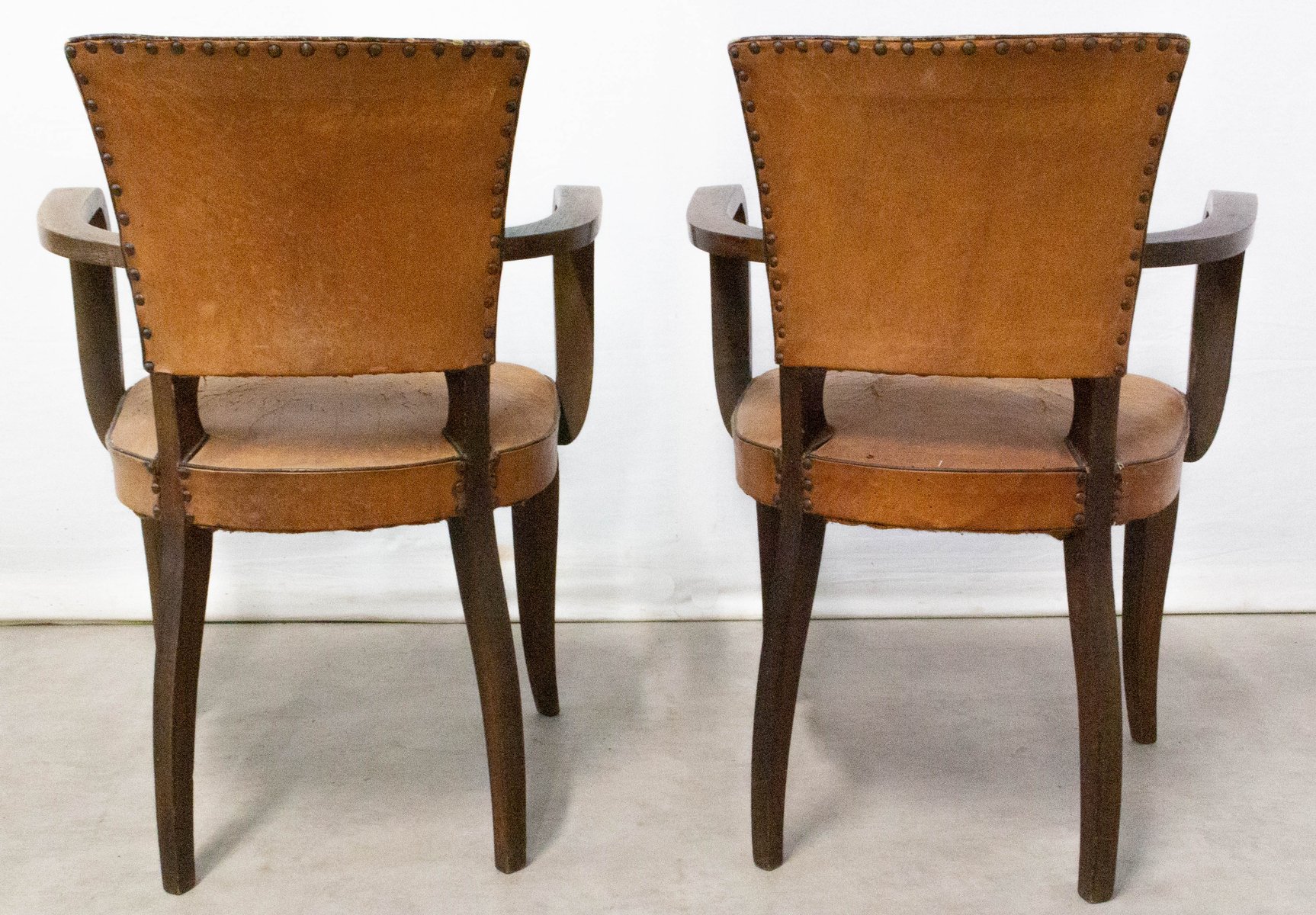 French Art Deco Leather Bridge Chairs, 1930s, Set of 2 for sale at Pamono