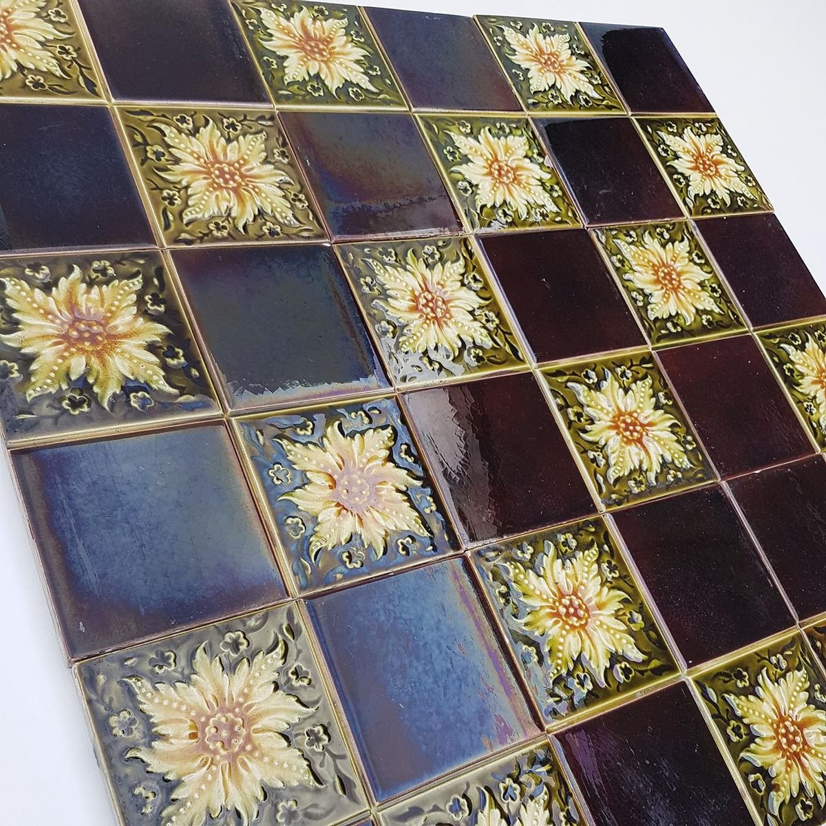 Art Deco Glazed Relief Tiles from S.A. Des Pavillions, 1930s, Set of 9 ...