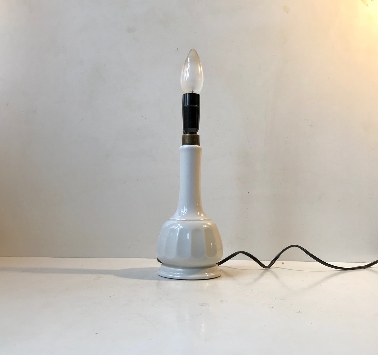 Scandinavian White Porcelain Table Lamp by Bing & Grondahl, 1950s for ...