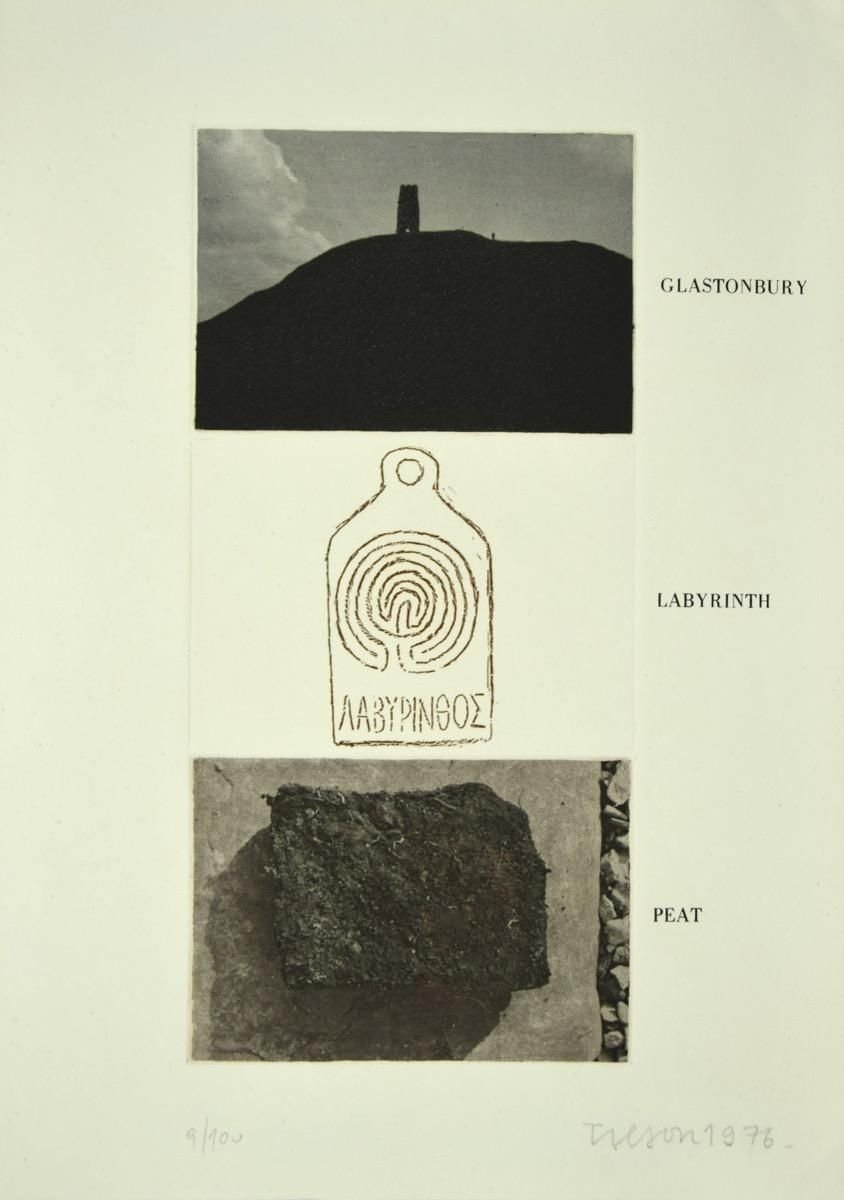 Joe Tilson, Glastonbury, Labyrinth, Peat, Etching on Paper, 1976 for ...