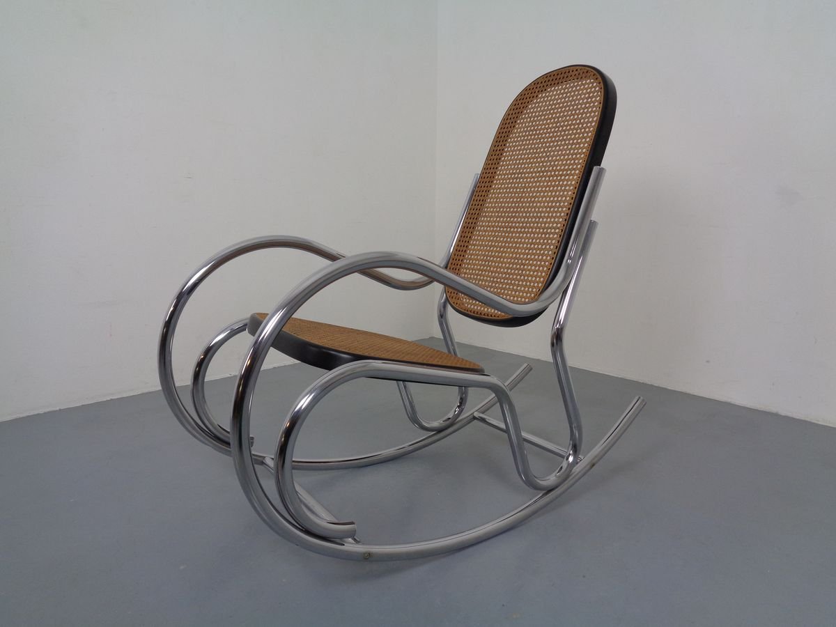 Mid-Century Tubular Steel & Mesh Rocking Chair, 1960s for sale at Pamono