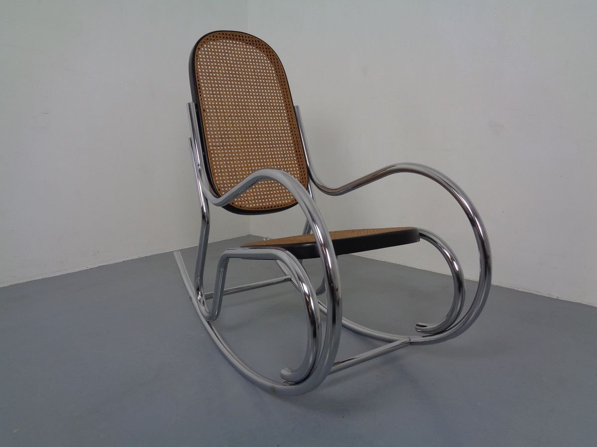 Mid-Century Tubular Steel & Mesh Rocking Chair, 1960s for sale at Pamono