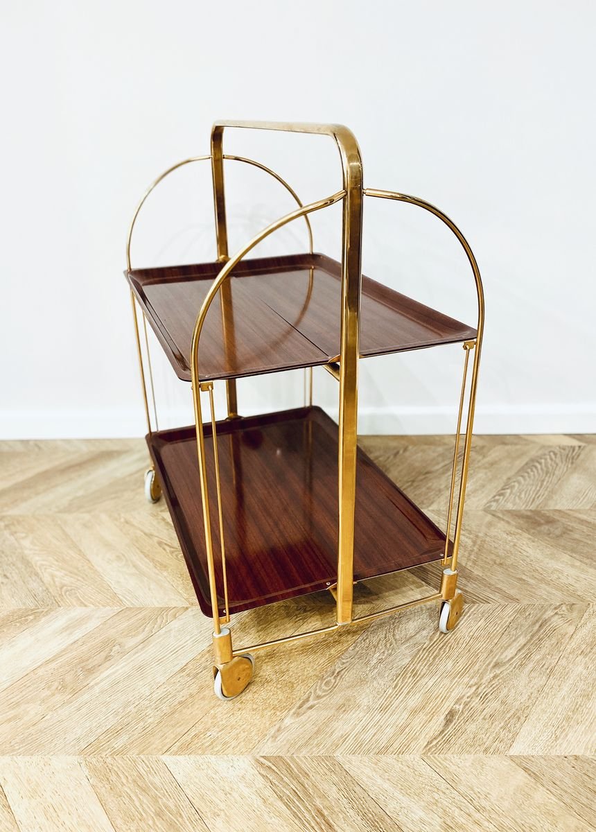 Mid-Century Gold Bar Cart, 1970s for sale at Pamono