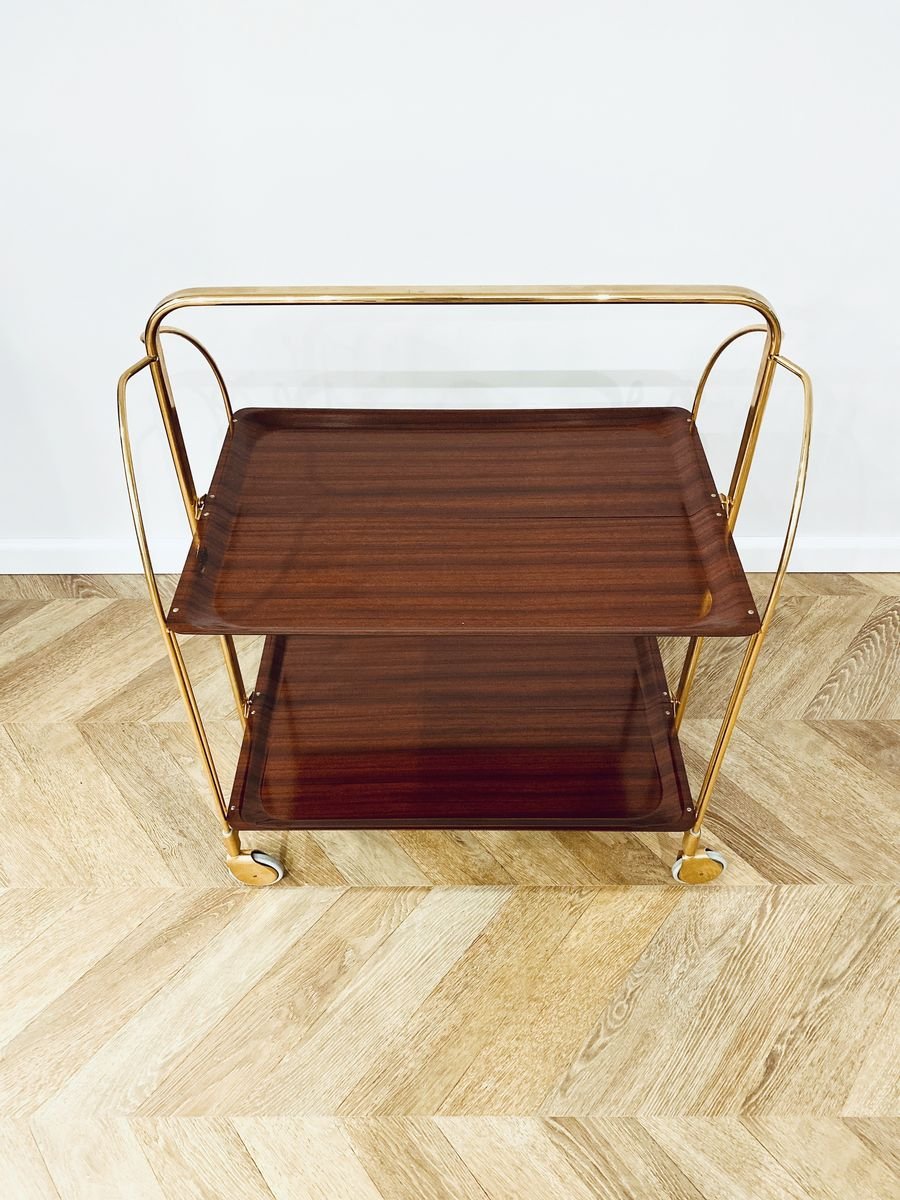 Mid-Century Gold Bar Cart, 1970s for sale at Pamono
