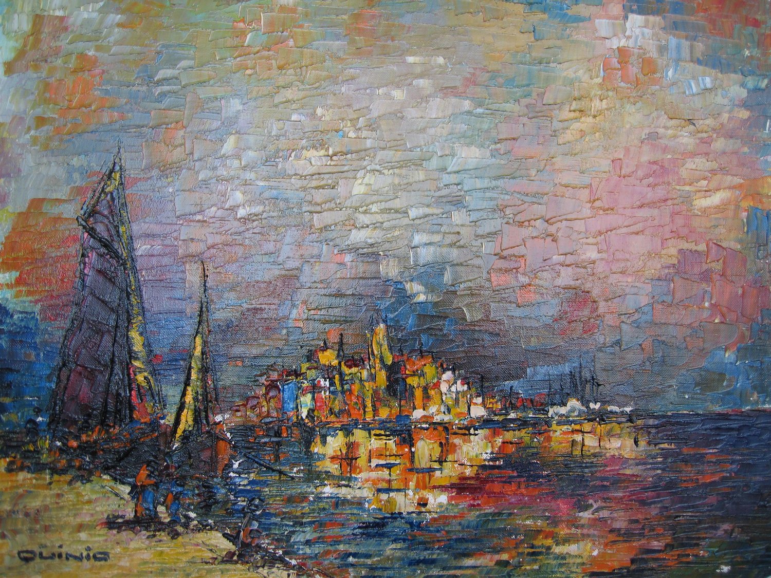 Georges R. Quinio, Marine Italienne, 1996, Oil on Canvas for sale at Pamono