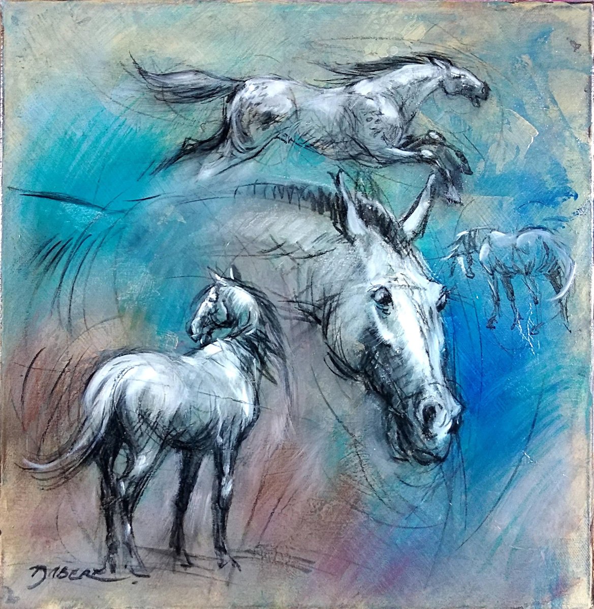 Pascal Dabere, Freedom, 2020, Acrylic & Oil on Canvas for sale at Pamono