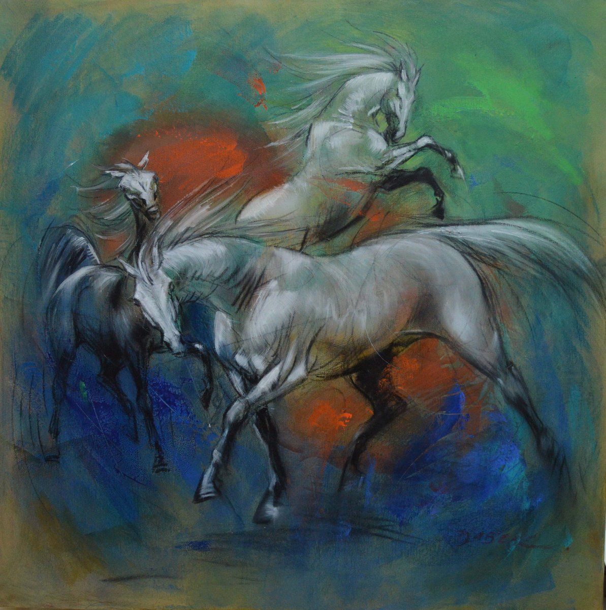 Pascal Dabere, Le Rival, 2018, Acrylic & Oil on Canvas for sale at Pamono