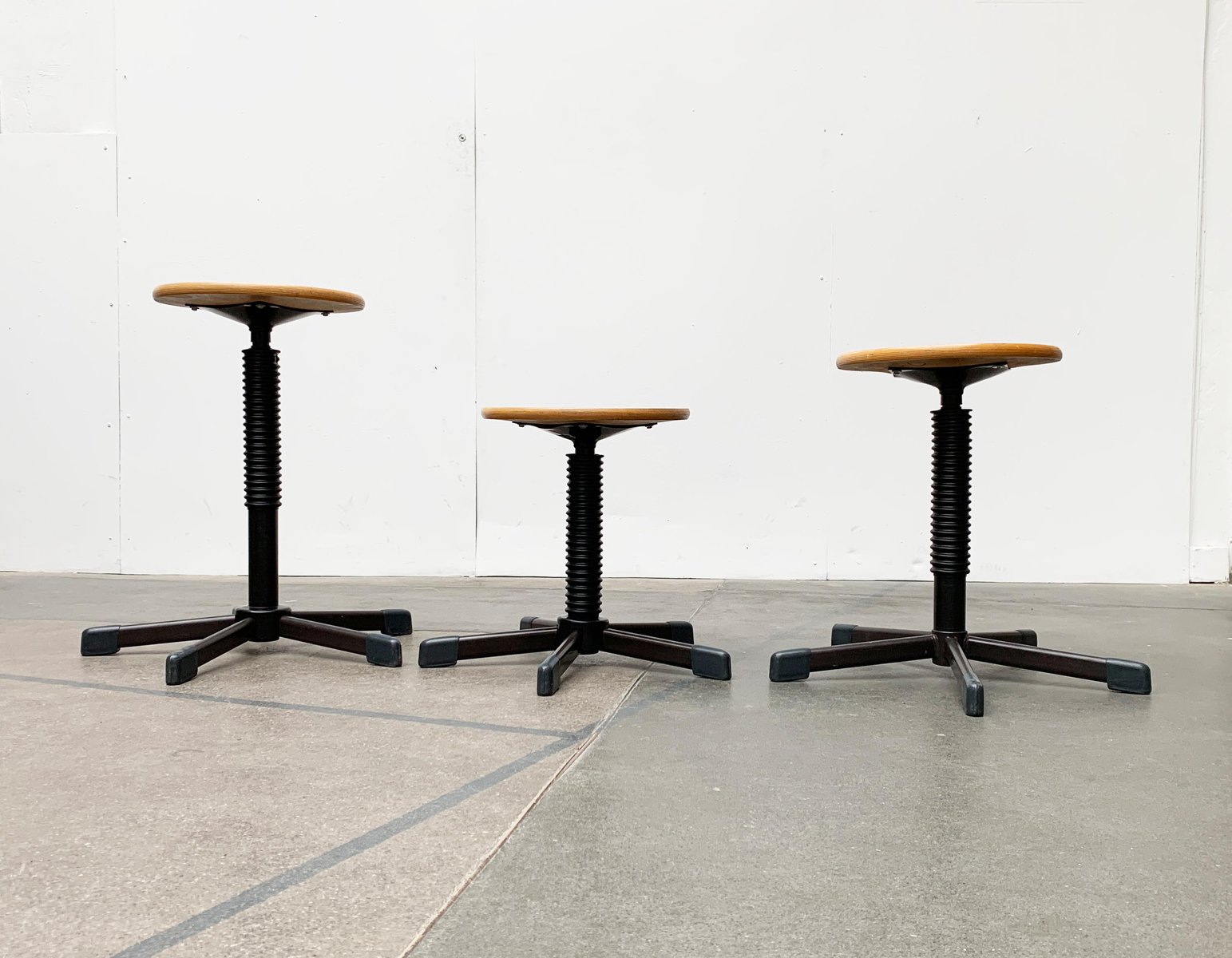 Vintage German Industrial Workshop or Office Stools, Set of 3 for sale ...