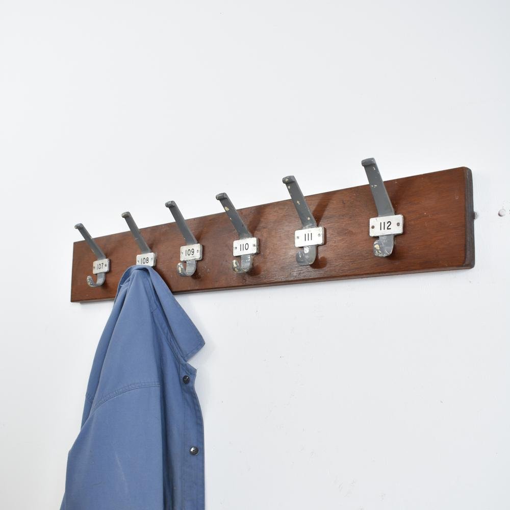 Vintage School Coat Rack with 6 Hooks for sale at Pamono