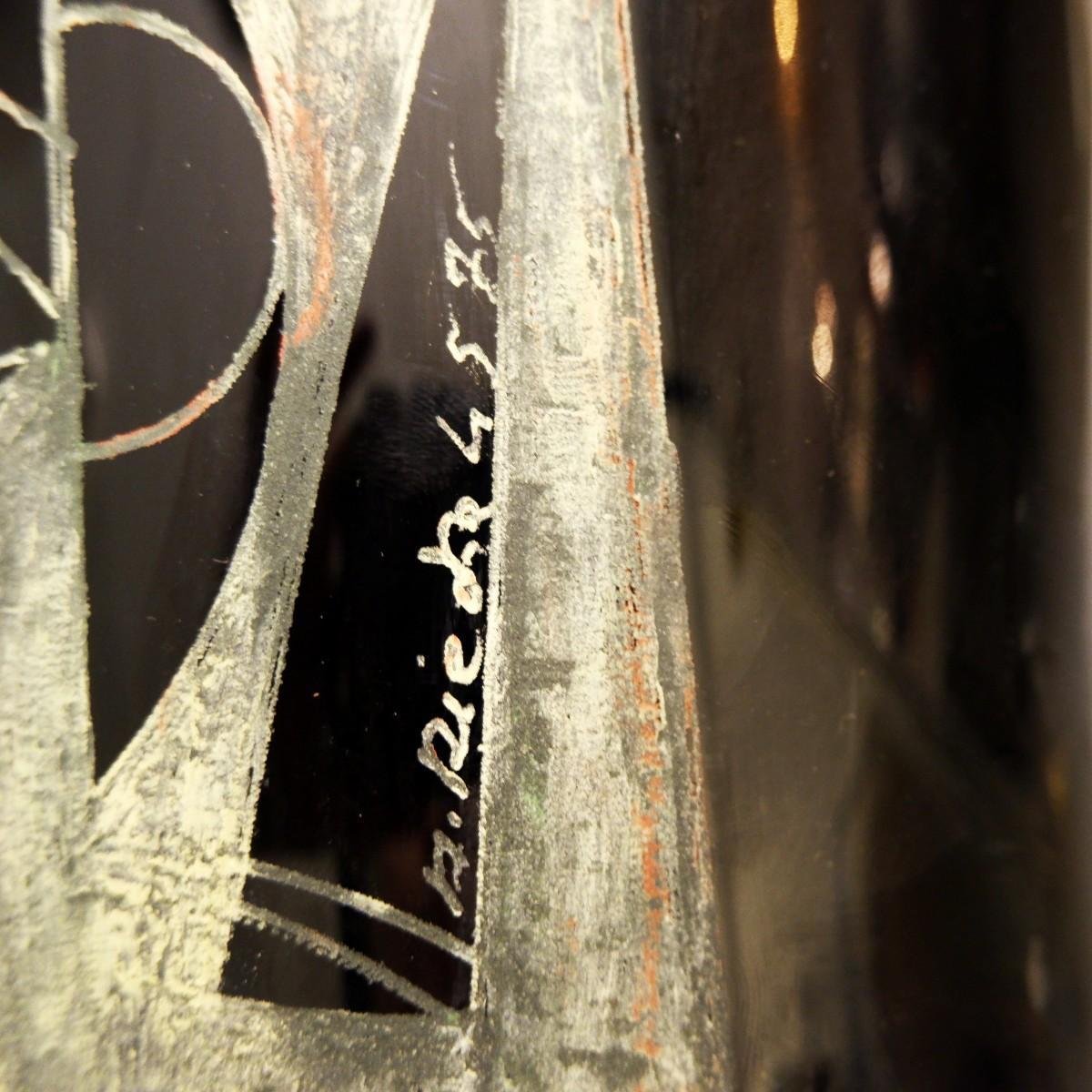 Cylindrical Vase in Black Engraved Glass by A. Riecke, 20th Century for ...