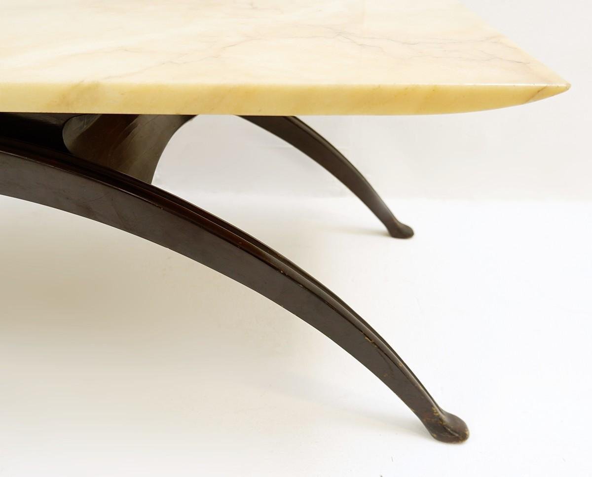 Coffee Table with Arched Legs and Marble-Top for sale at Pamono