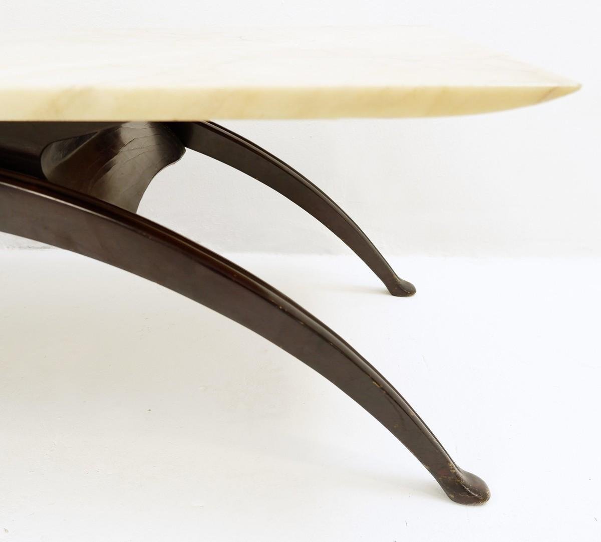 Coffee Table with Arched Legs and Marble-Top for sale at Pamono