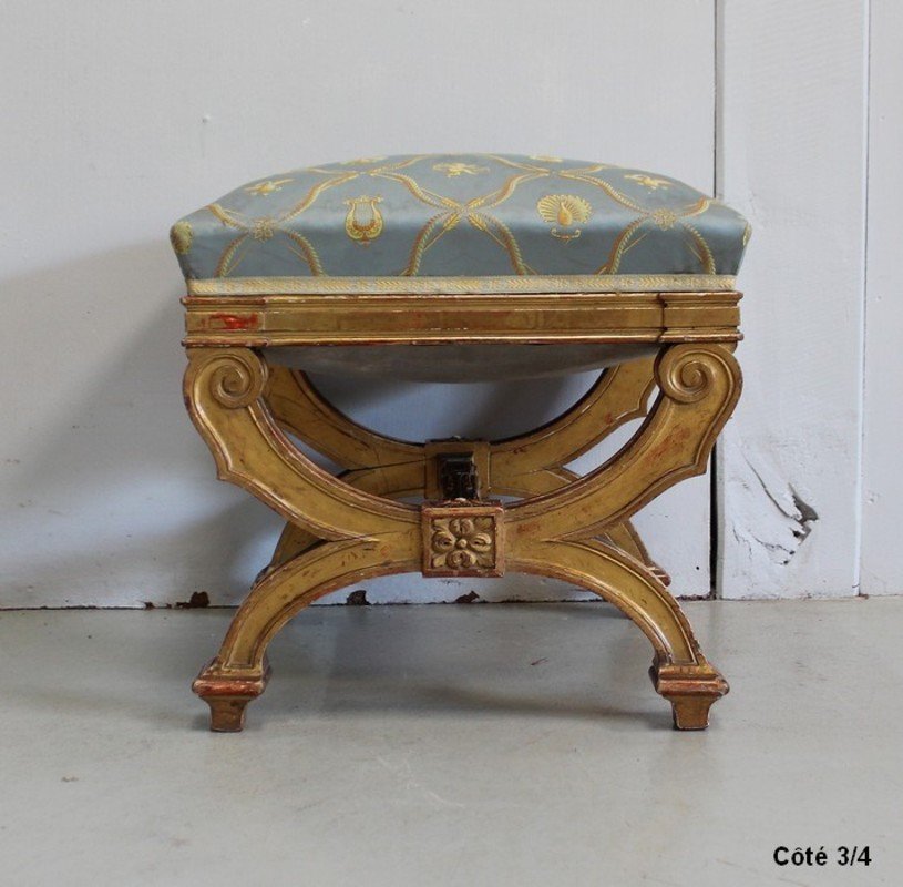 Small Square Giltwood Stool, Late 19th Century for sale at Pamono