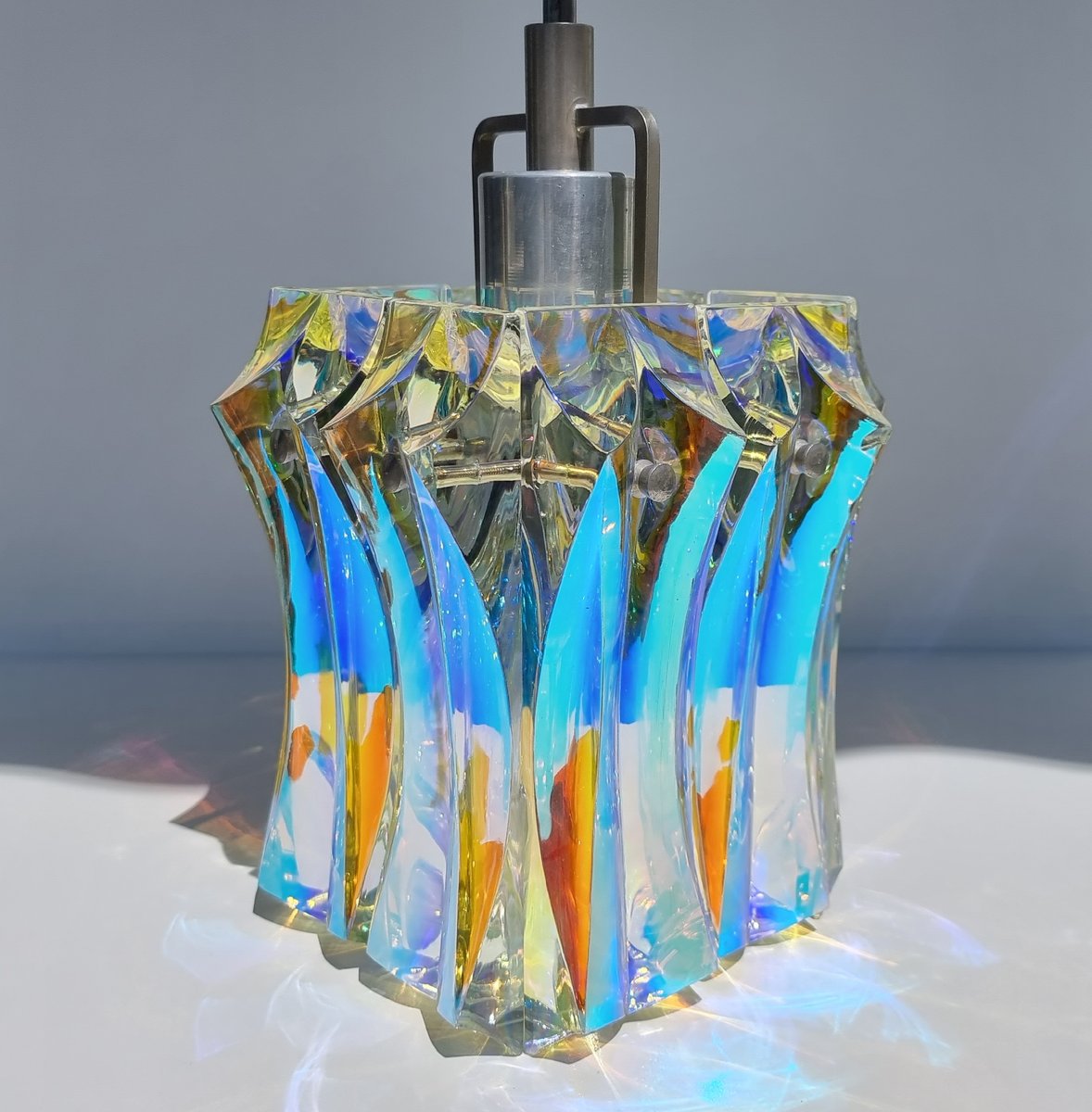 Multi-Colored Iridescent Glass Chandelier by Verner Panton for Fontana ...