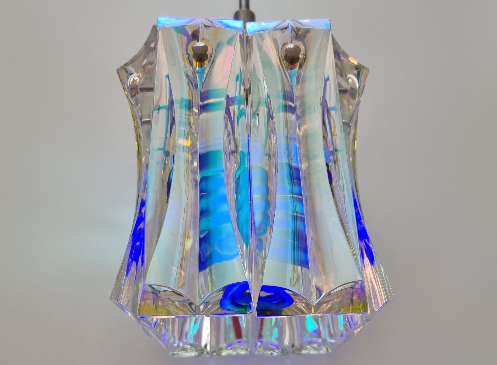 Multi-Colored Iridescent Glass Chandelier by Verner Panton for Fontana ...
