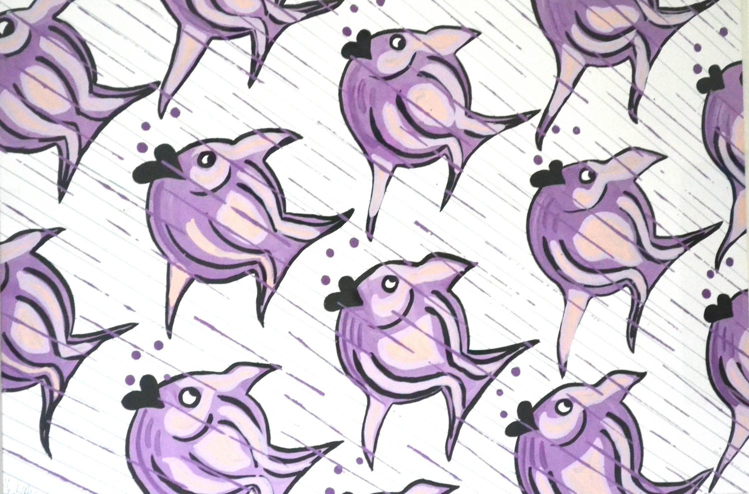 Lilac Fish, Contemporary Watercolor for sale at Pamono