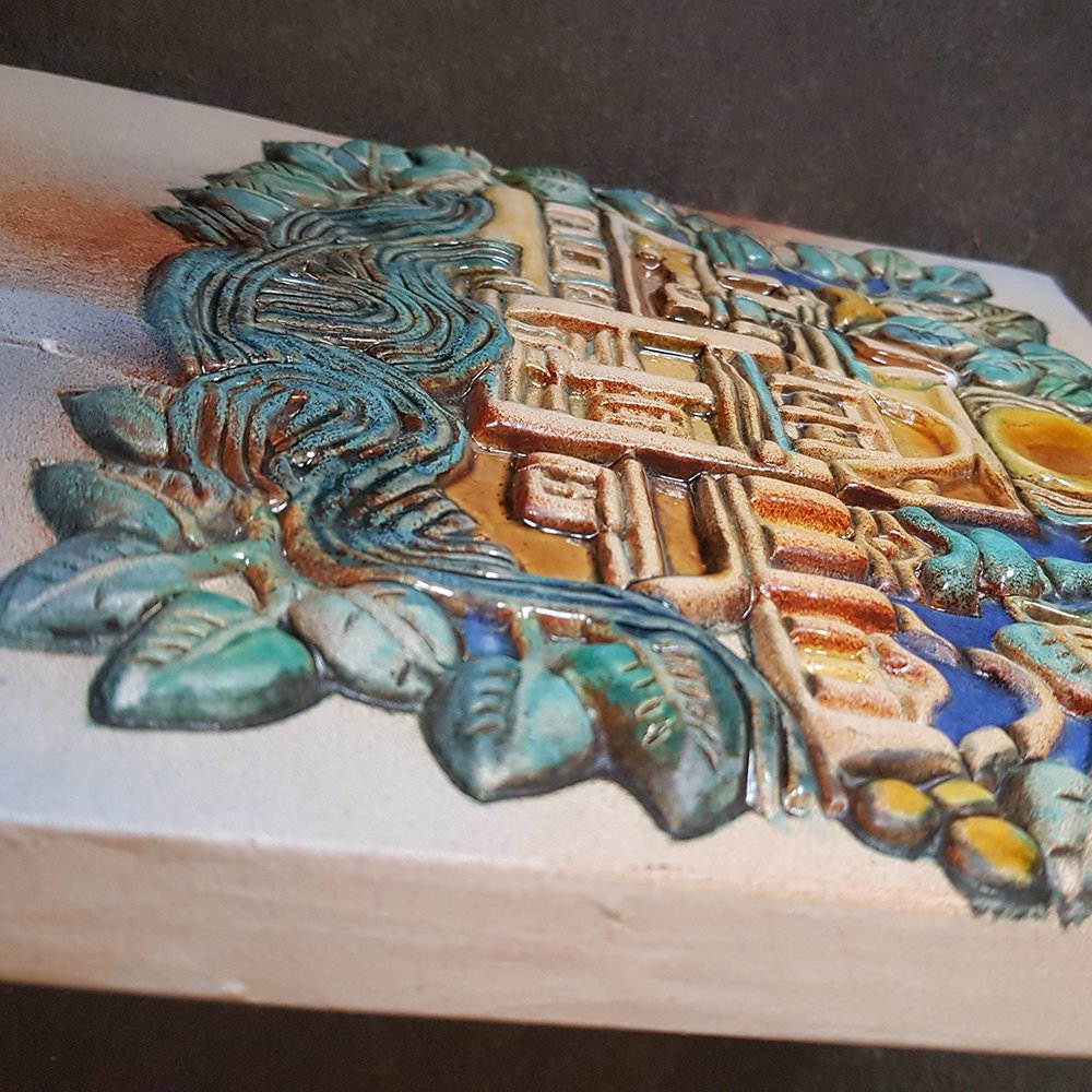 Plaque Murale Style Mid-Century en Grès Vernis, Hongrie, 1990s en vente ...