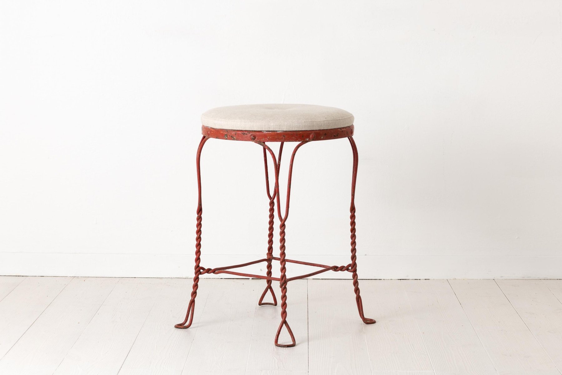 Swedish Mid-Century Red Iron Stools, Set of 4 for sale at Pamono