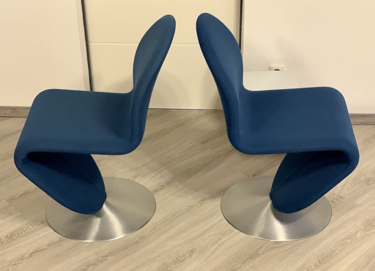 Blaue Modell 1-2-3 Stühle von Verner Panton für Fritz Hansen, 2er Set bei Pamono kaufen