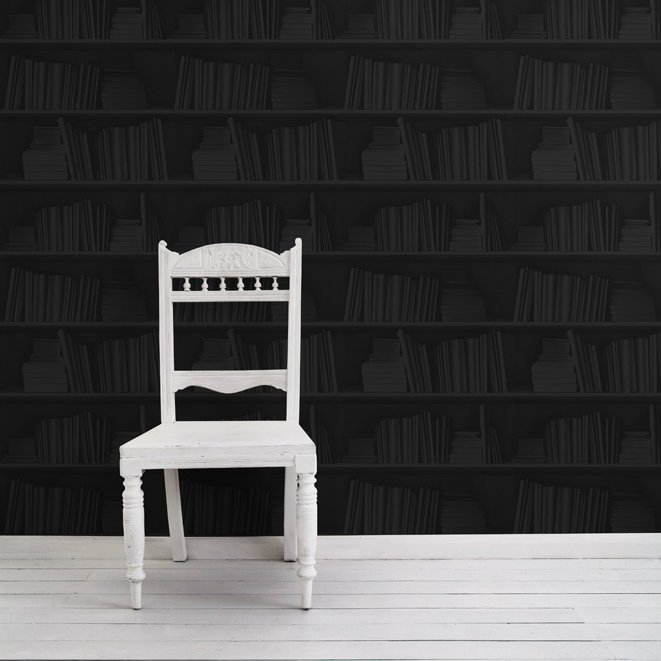Black Bookshelf Wallpaper for sale at Pamono