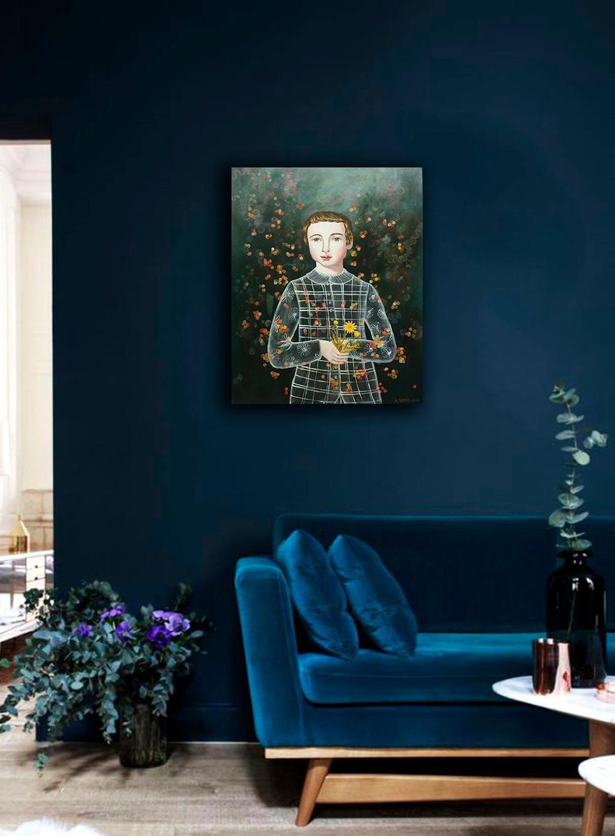 Boy with Calen, Anne Siems, Surreal Figurative Painting, Boy with ...