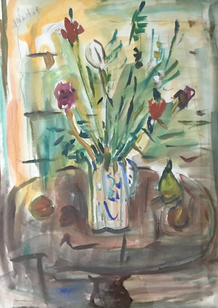 Alexandre Rochat, Bouquet in Jug and Fruit, 1958 for sale at Pamono