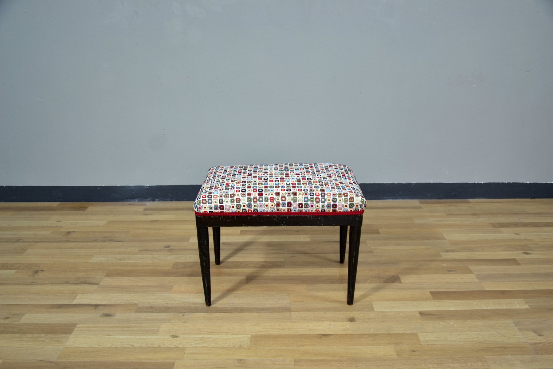 Small Vintage Italian Upholstered Stool, 1950s for sale at Pamono