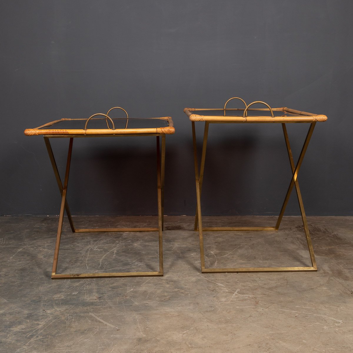 20th Century Bamboo & Brass Butler Tables, 1970s, Set of 2 for sale at ...