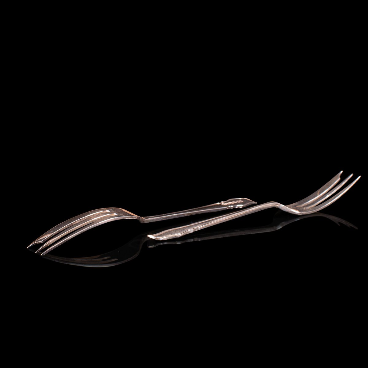 Vintage English Art Deco Cake Forks in Silver, Set of 12 for sale at Pamono