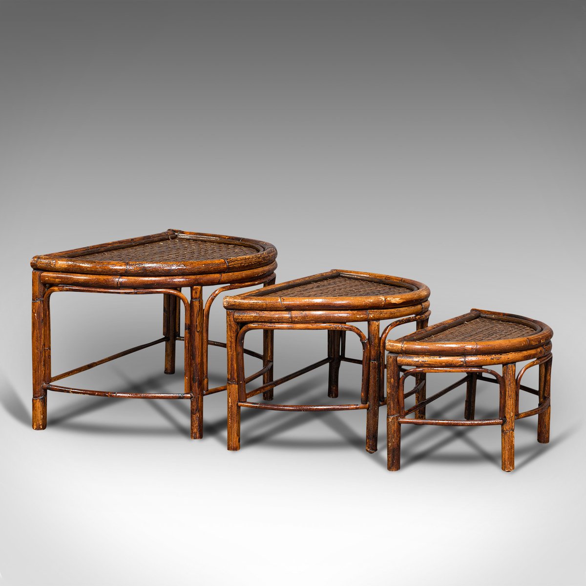 Antique Oriental Nesting Tables in Bamboo, Set of 3 for sale at Pamono