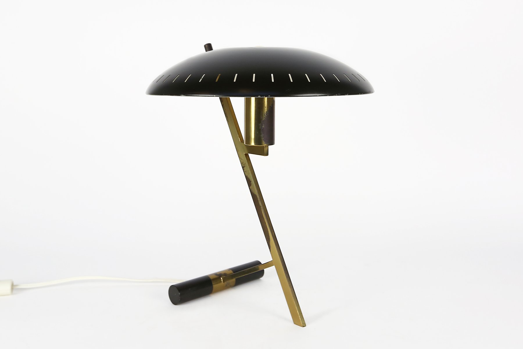 Model Z Lamp in Brass and Black Metal by Louis Kalff for Philips, 1950s ...
