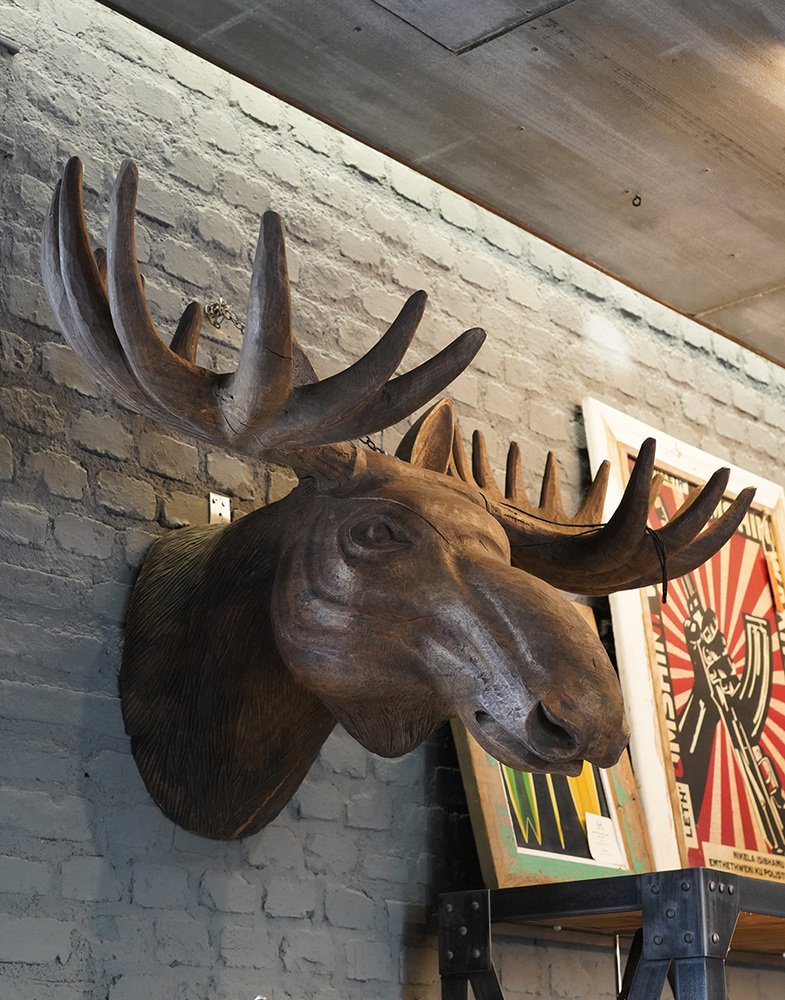 Wooden Moose Trophy for sale at Pamono