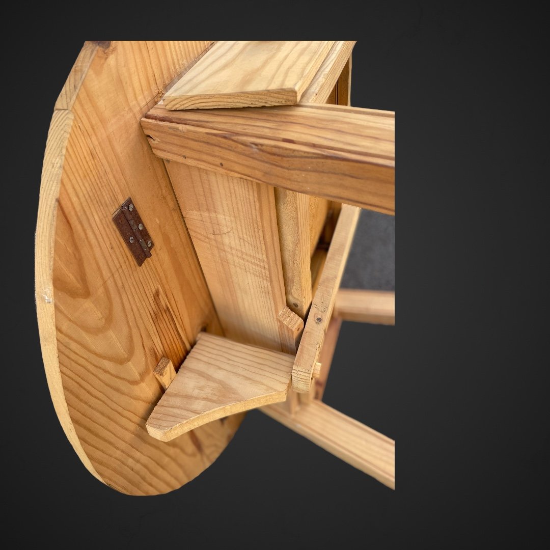 Round Table with Rustic Flaps & 2 Drawers for sale at Pamono