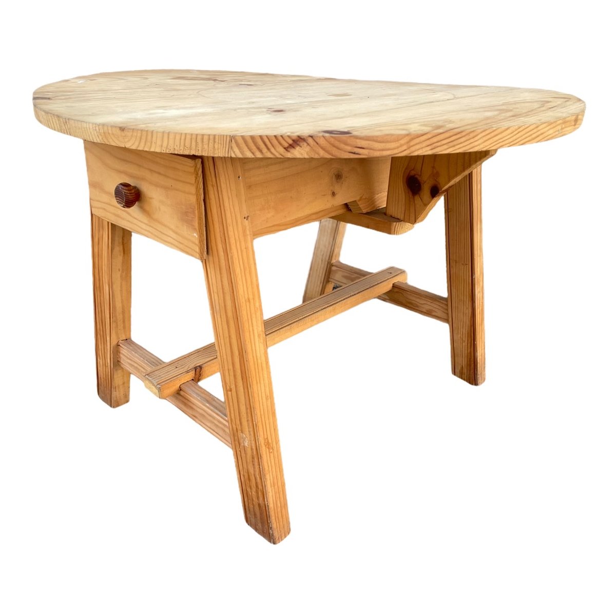 Round Table with Rustic Flaps & 2 Drawers for sale at Pamono